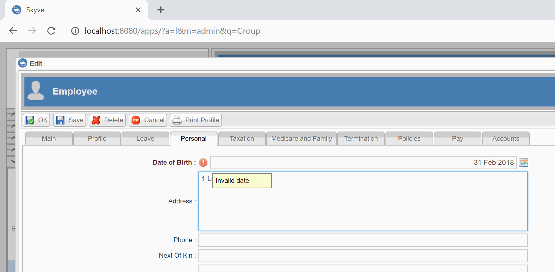 Exception handling - Skyve Developer Guide